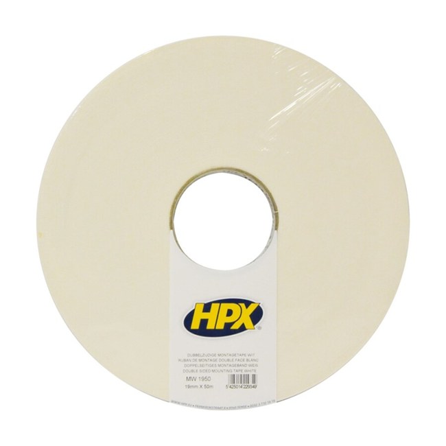 HPX dubbelzijdige tape -19 mm x 50 m - wit