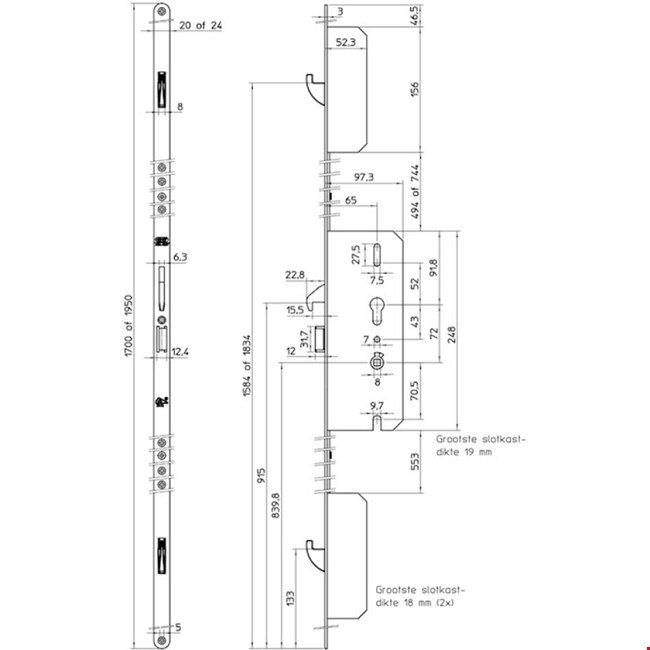 Nemef meerpuntssluiting krukbediend - Comforte EasyExit - doornmaat 65 ...