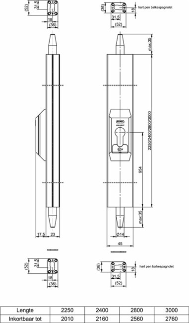 Nemef opbouwespagnolet - 5092 - RAL 9010 - 2800-2560 mm - SKG ...